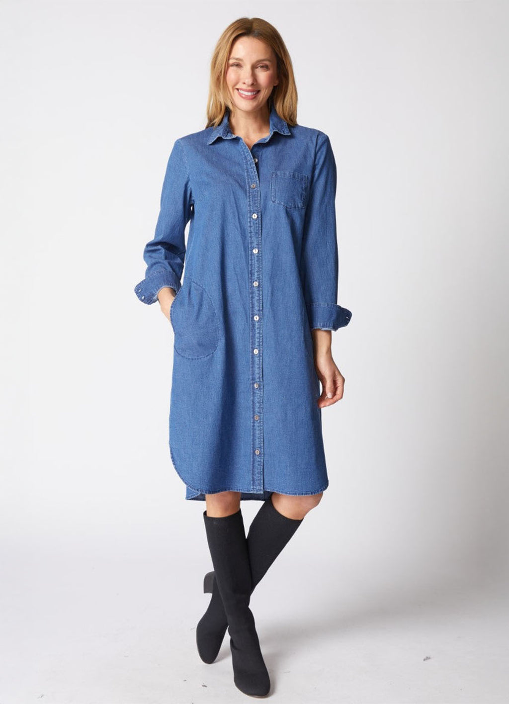 Habitat Perfect Travel Denim Cafe Midi Dress – Details Direct