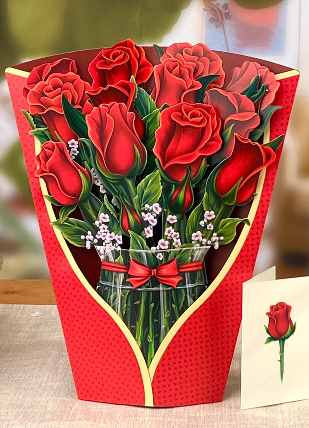 FreshCut Paper Red Roses Pop-up Greeting Cards – Details Direct