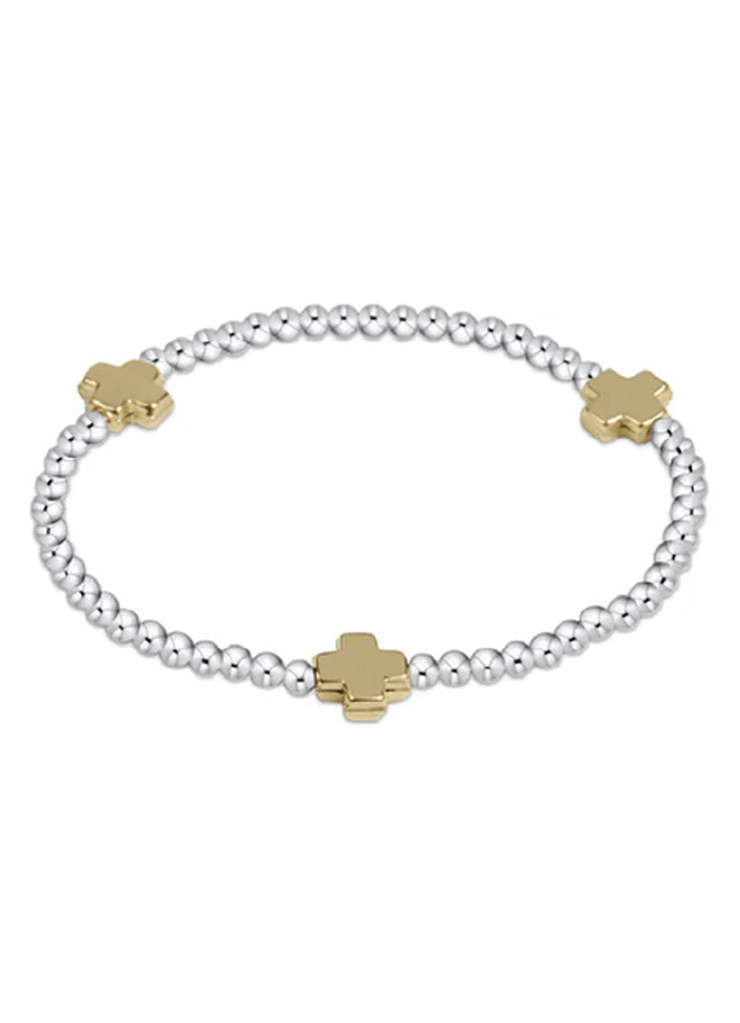 Enewton Signature Cross Sterling Mixed Metal Pattern 3mm Bead Bracelet ...
