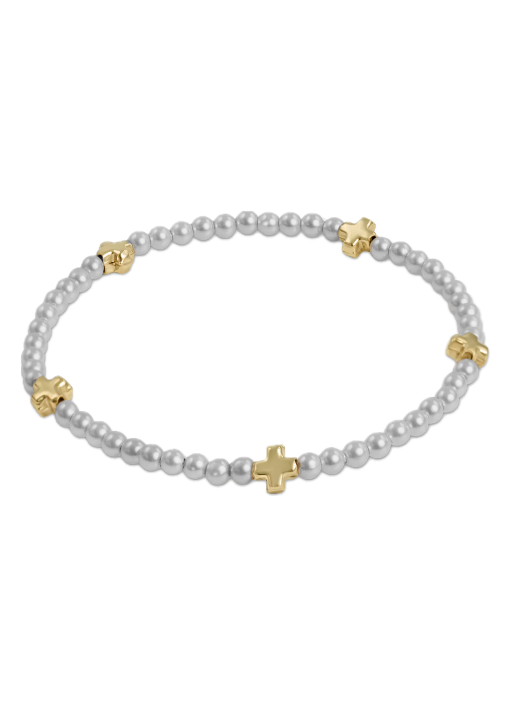 Enewton Signature Cross Small Pearl Pattern 3mm Bead Bracelet - Gold ...