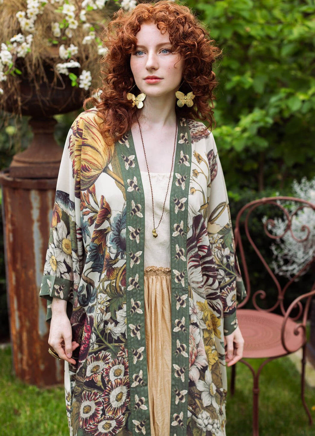 Market of Stars Love Grows Wild Floral Bamboo Kimono Duster Robe with ...