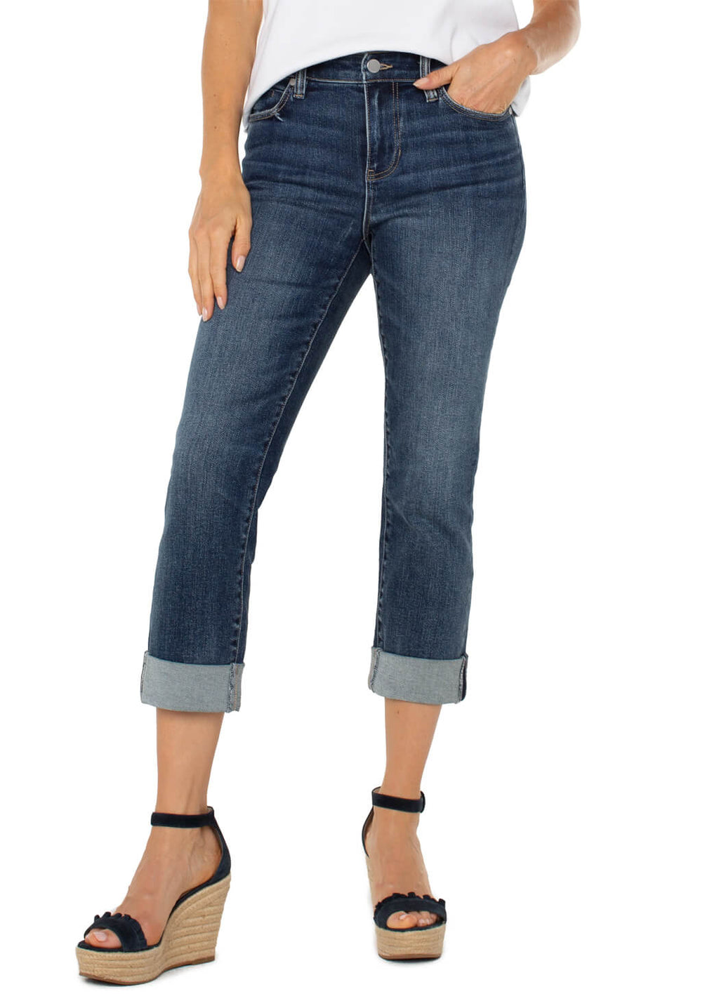 Liverpool Charlie Crop Wide Cuff Jean – Details Direct